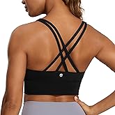 CRZ Yoga Womens Butterluxe High Neck Longline Sports Bra - U Back Padded Crop Workout Tank Top ...