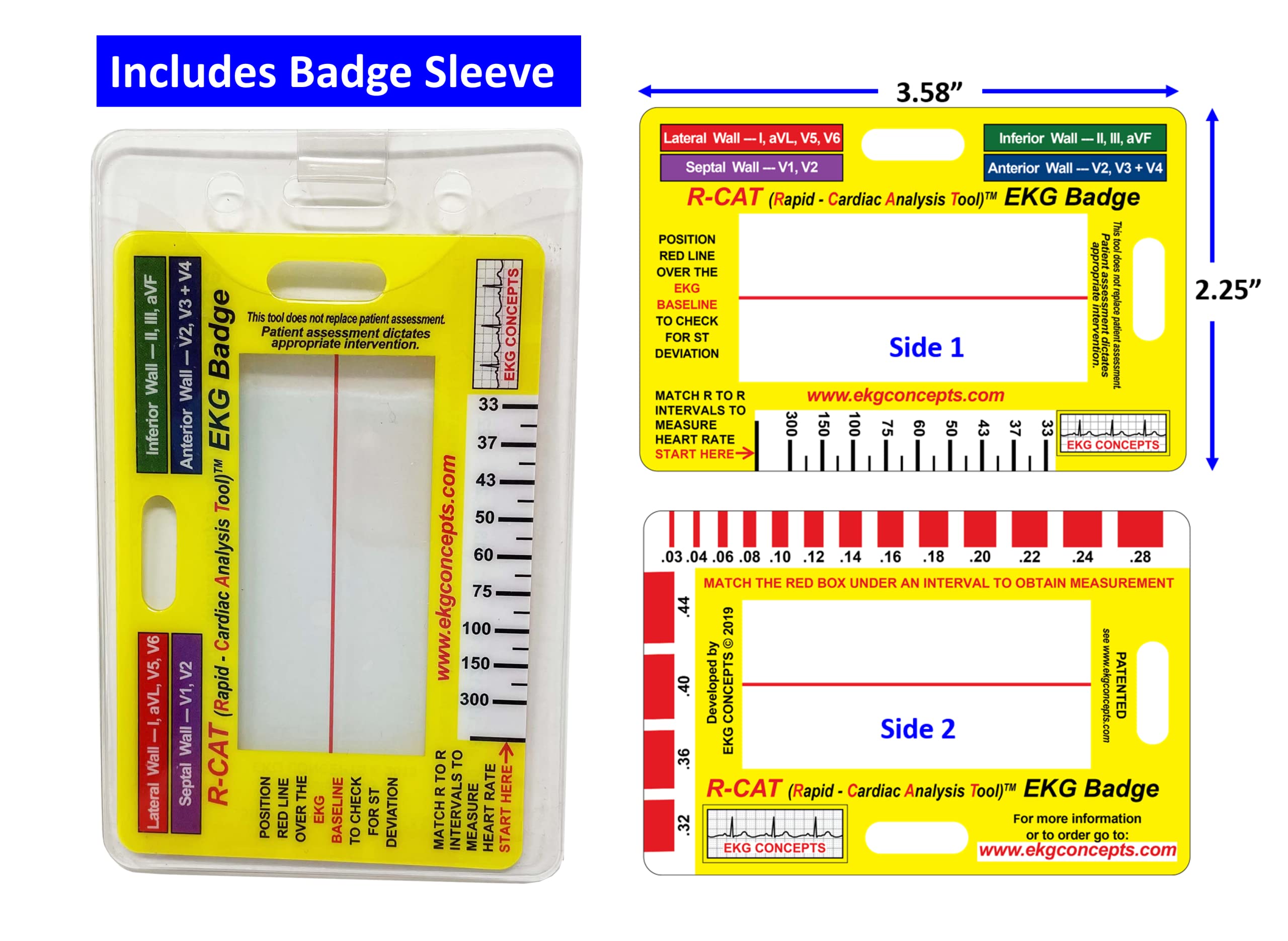 Mua R-CAT EKG Badge Card – Accurately Interpret ECG/EKG Rhythm Strips and 12 Lead EKG without ...