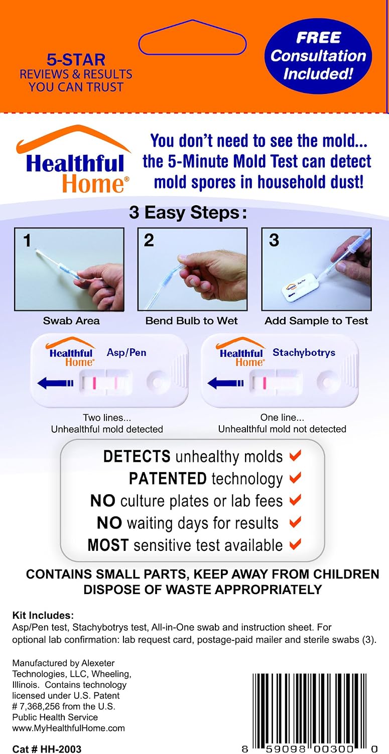 Healthful Home® 5-Minute Home Mold Test (Aspergillus, Penicillium ...