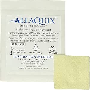 AllaQuix Stop Bleeding Pad (Large 2-inch Square) Professional-Grade ...