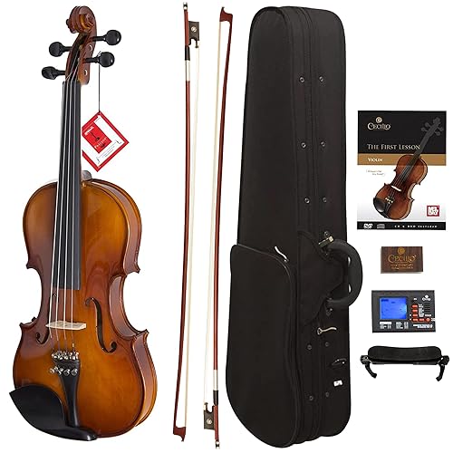 Cecilio 4/4 Violin Solidwood Violin with D'Addario Prelude Strings, Bow ...