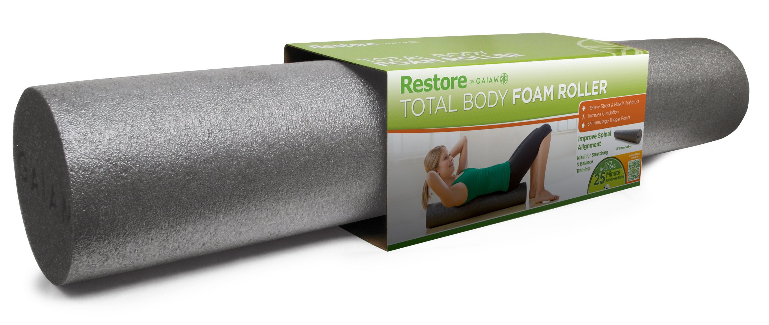 Gaiam Restore Muscle Massage Therapy Foam Roller (36 inch)