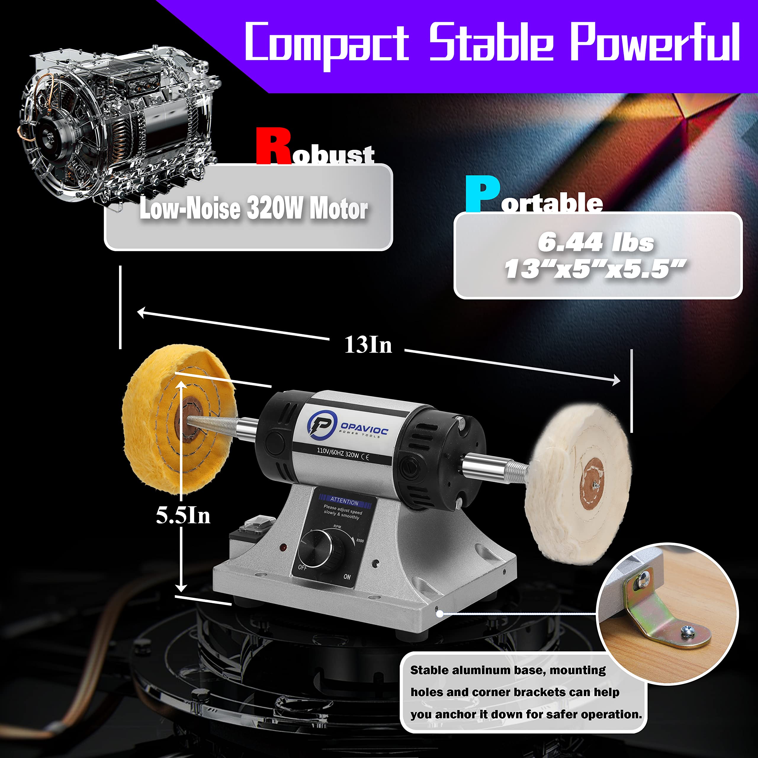 Mua OPAVIOC Jewelry Polisher - Adjustable Variable Speed Bench Grinder ...