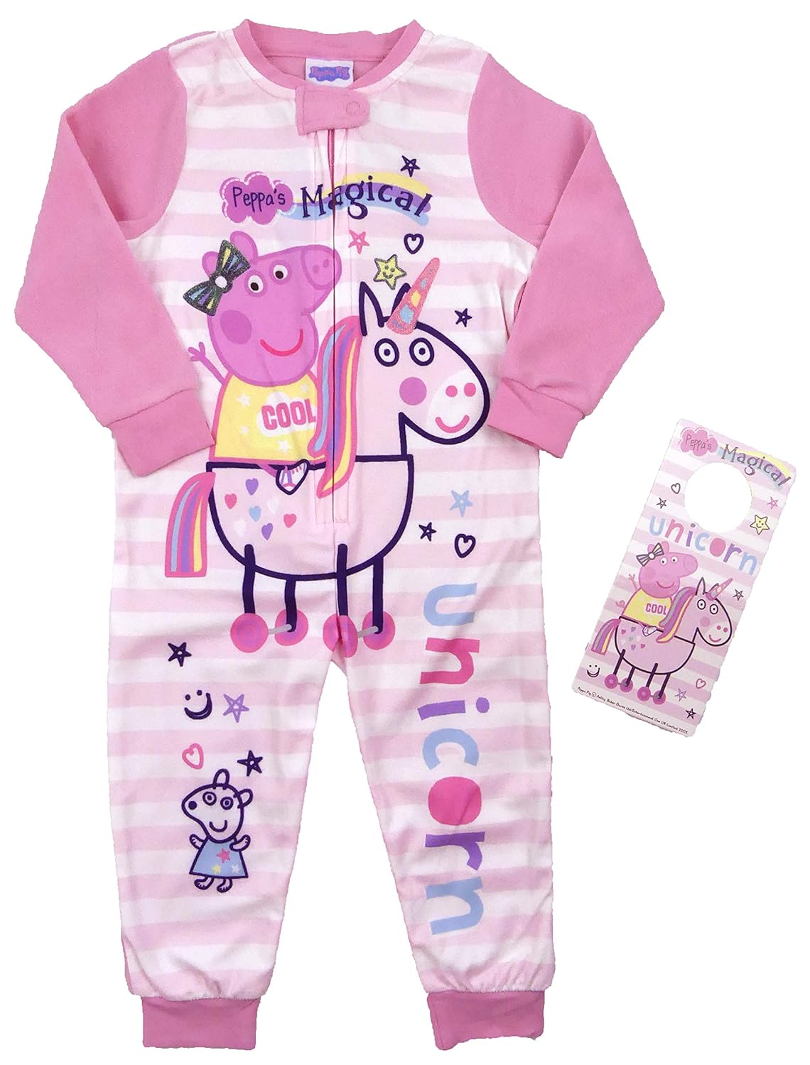 Girls Peppa Pig All in One Sleepsuit Pyjama Unicorn Pyjamas Free Door ...