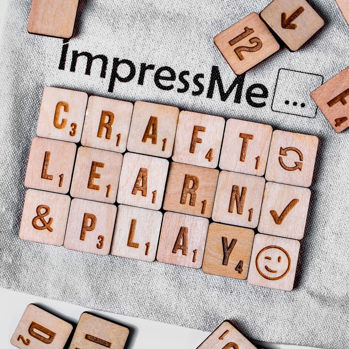 ImpressMe 500 Wood Letter Tiles – Laser Engraved Alphabet Tiles for ...