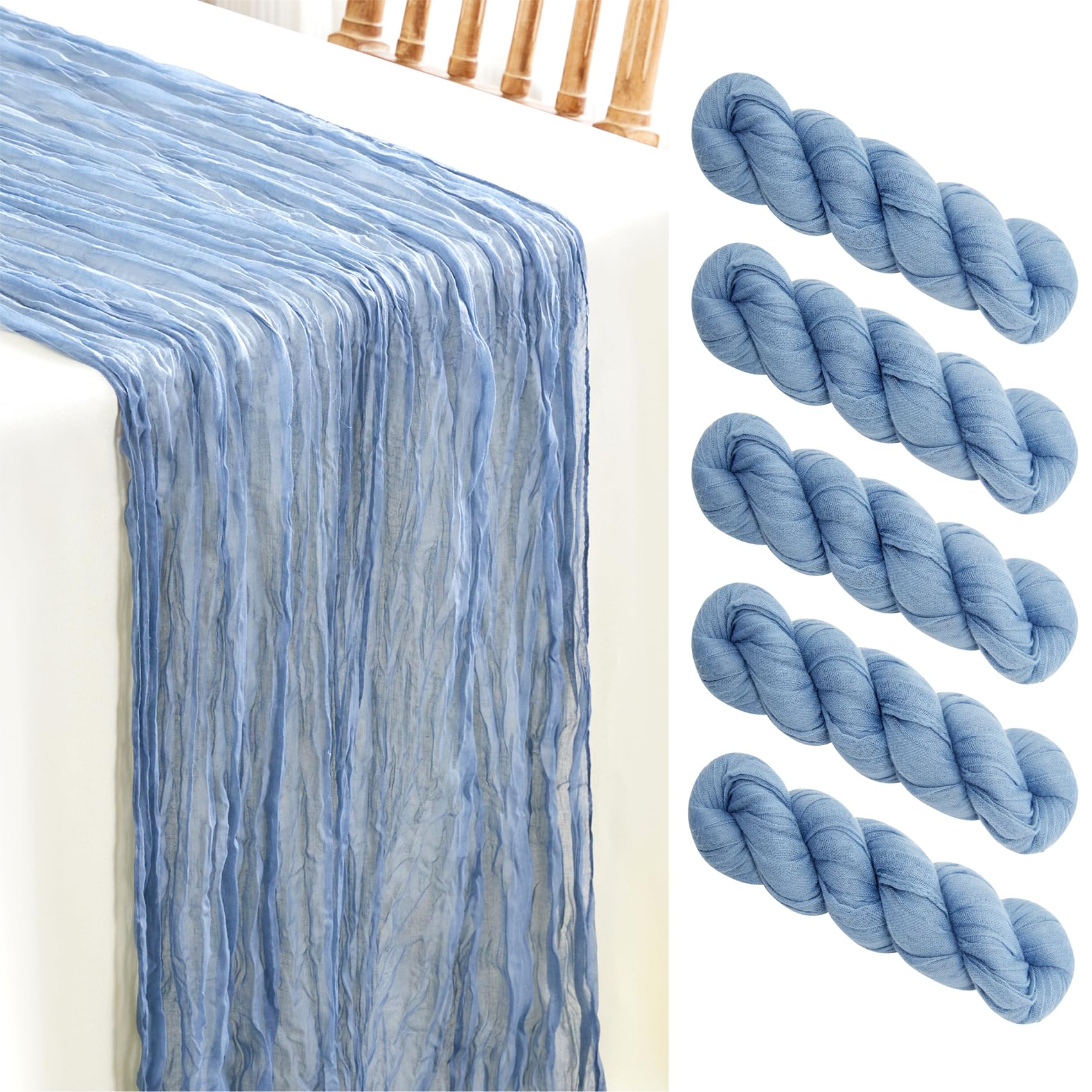 Reyke 5 Pack Dusty Blue Cheesecloth Table Runner for Party 10Ft Blue ...