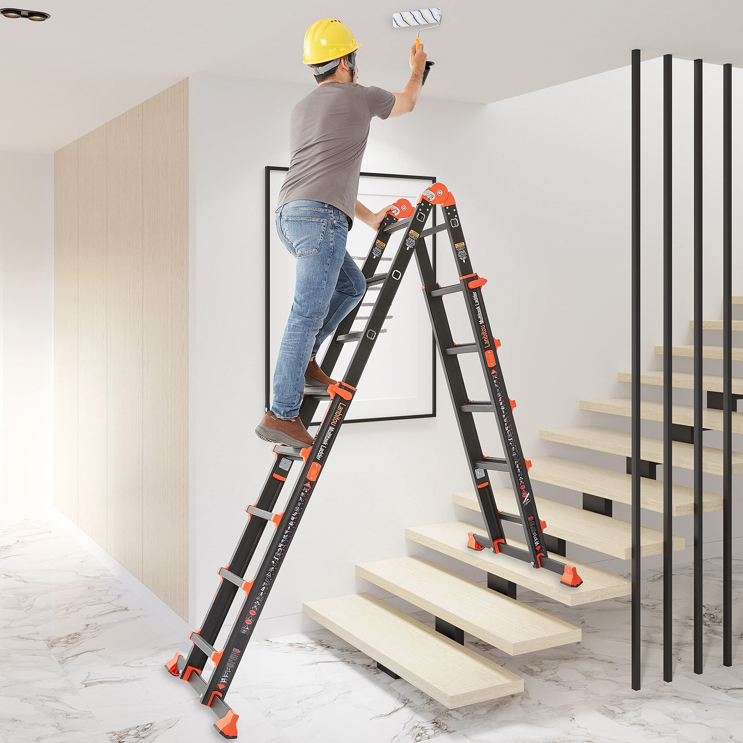 Mua LANBITOU Ladder, A Frame 5 Step Ladder Extension, 17 Ft Anti-Slip ...
