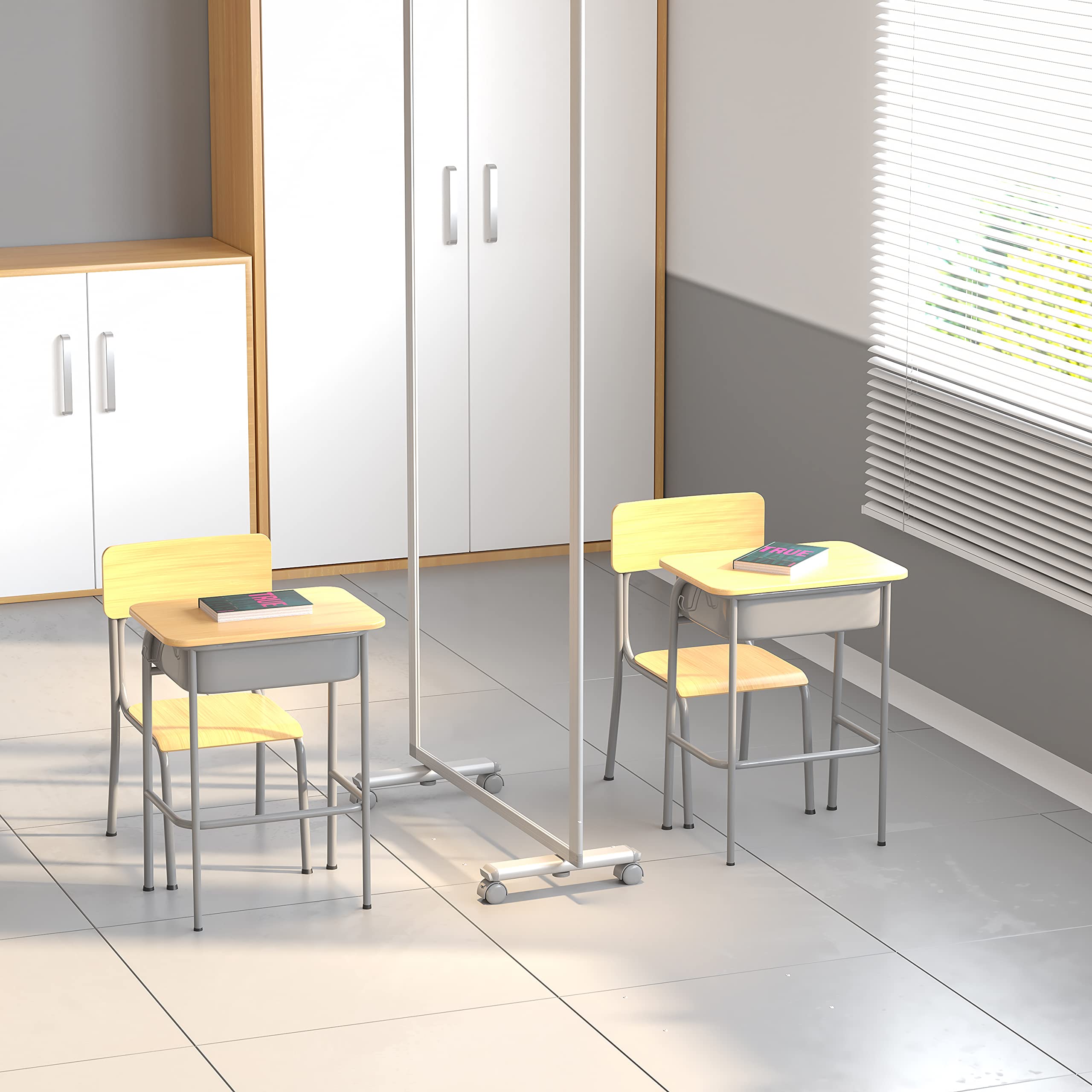 Flash Furniture Raisley Mobile Freestanding Clear Room Divider ...