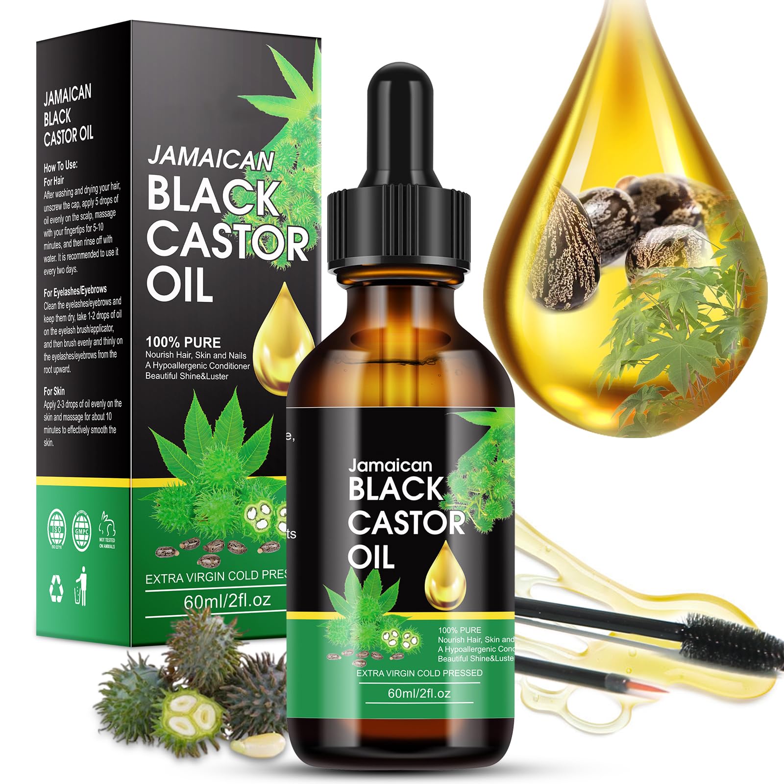 YAFUSIPE Jamaican Black Castor 100% Pure Castor Oil Cold Pressed ...