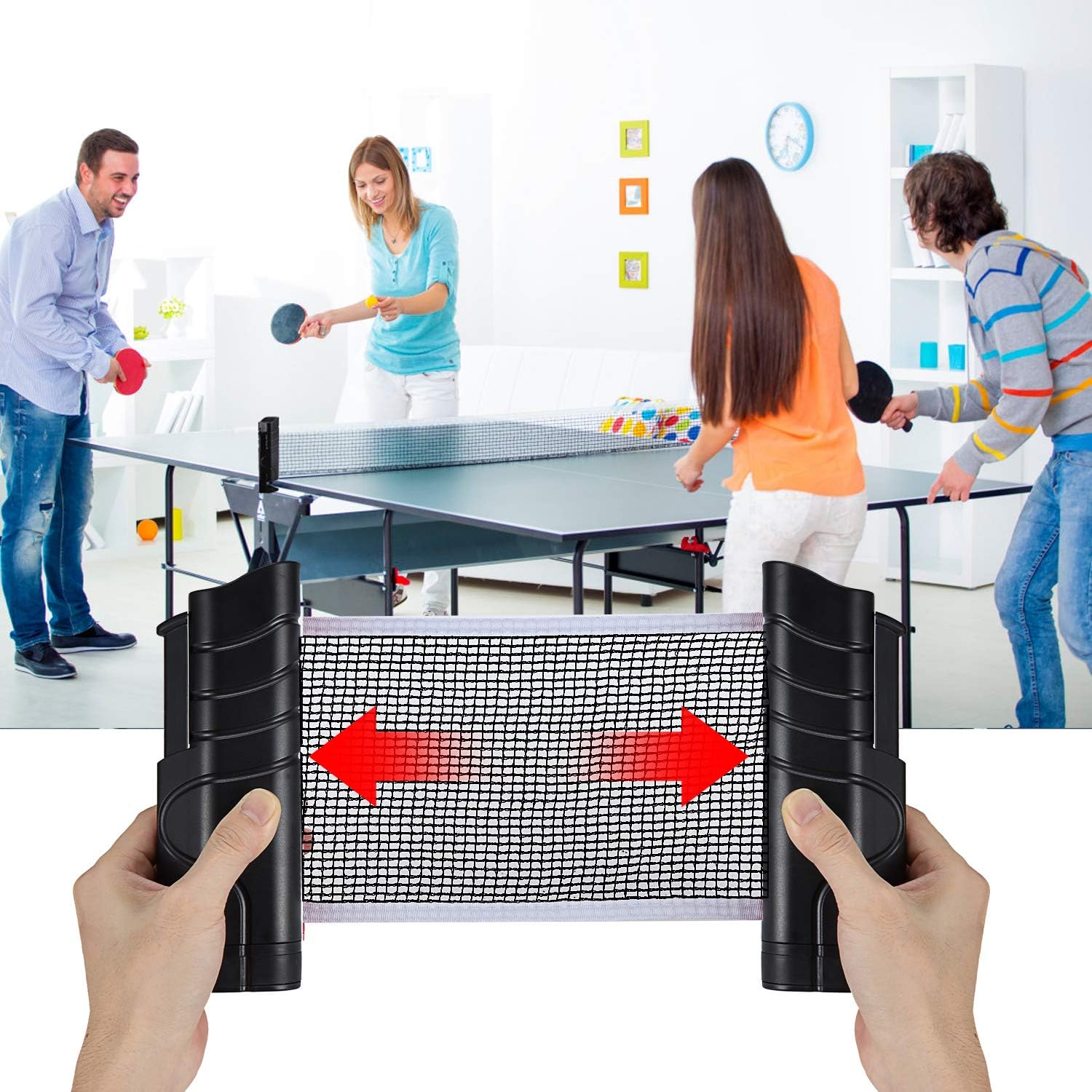 Table Tennis Set with Ping Pong Paddle and Net Rack for Beginners and ...
