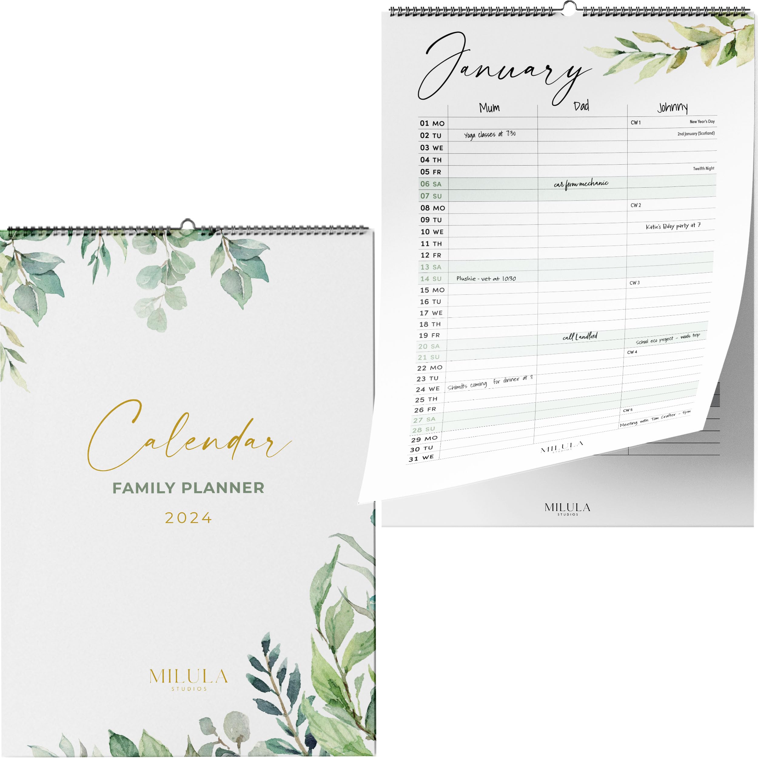 Mua Calendar 2024 Greenery Wall Calendar - Monthly 2024 Calander in A4 ...