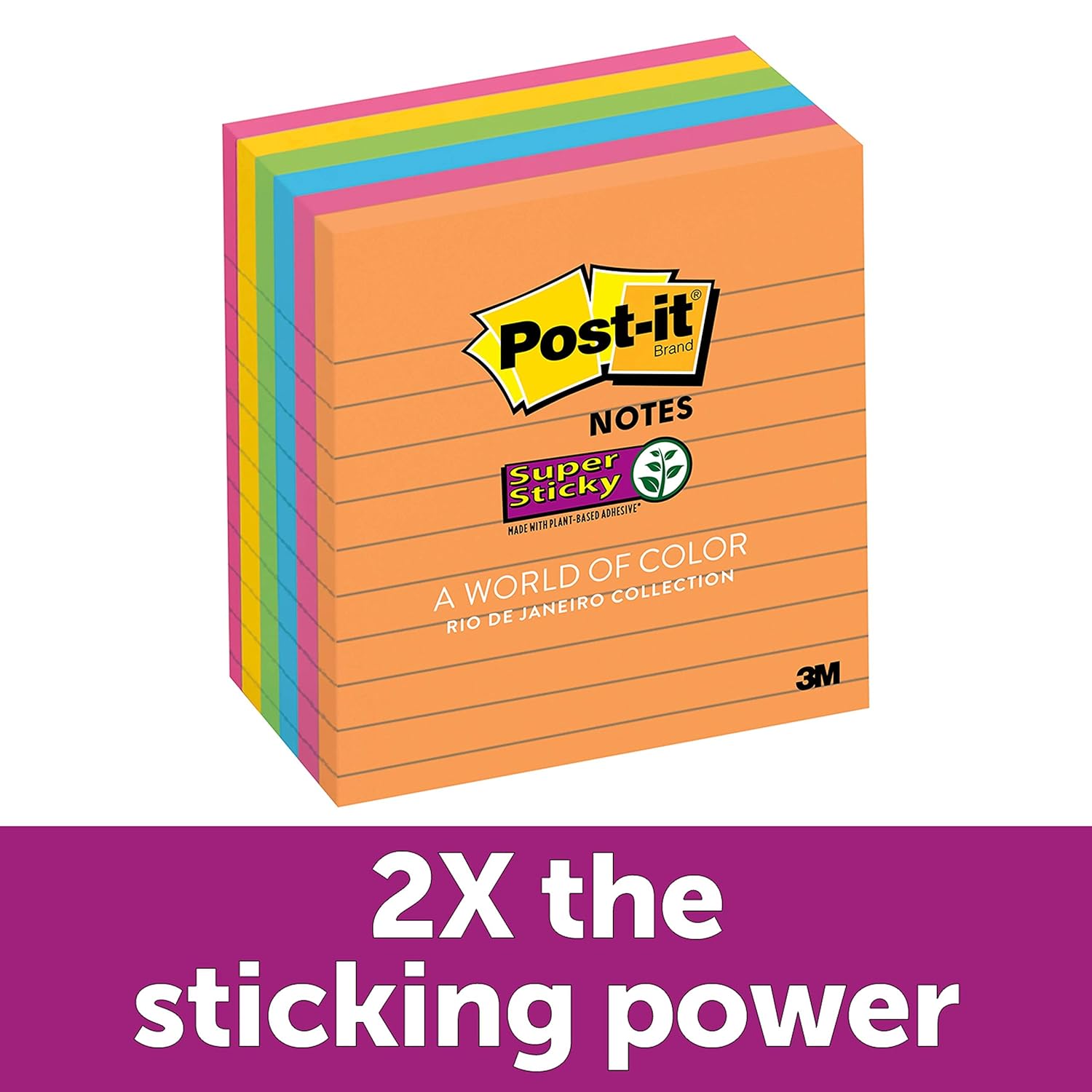 Post-it Notes Super Sticky Notas adhesivas, 6 block de 90 hojas: Amazon ...