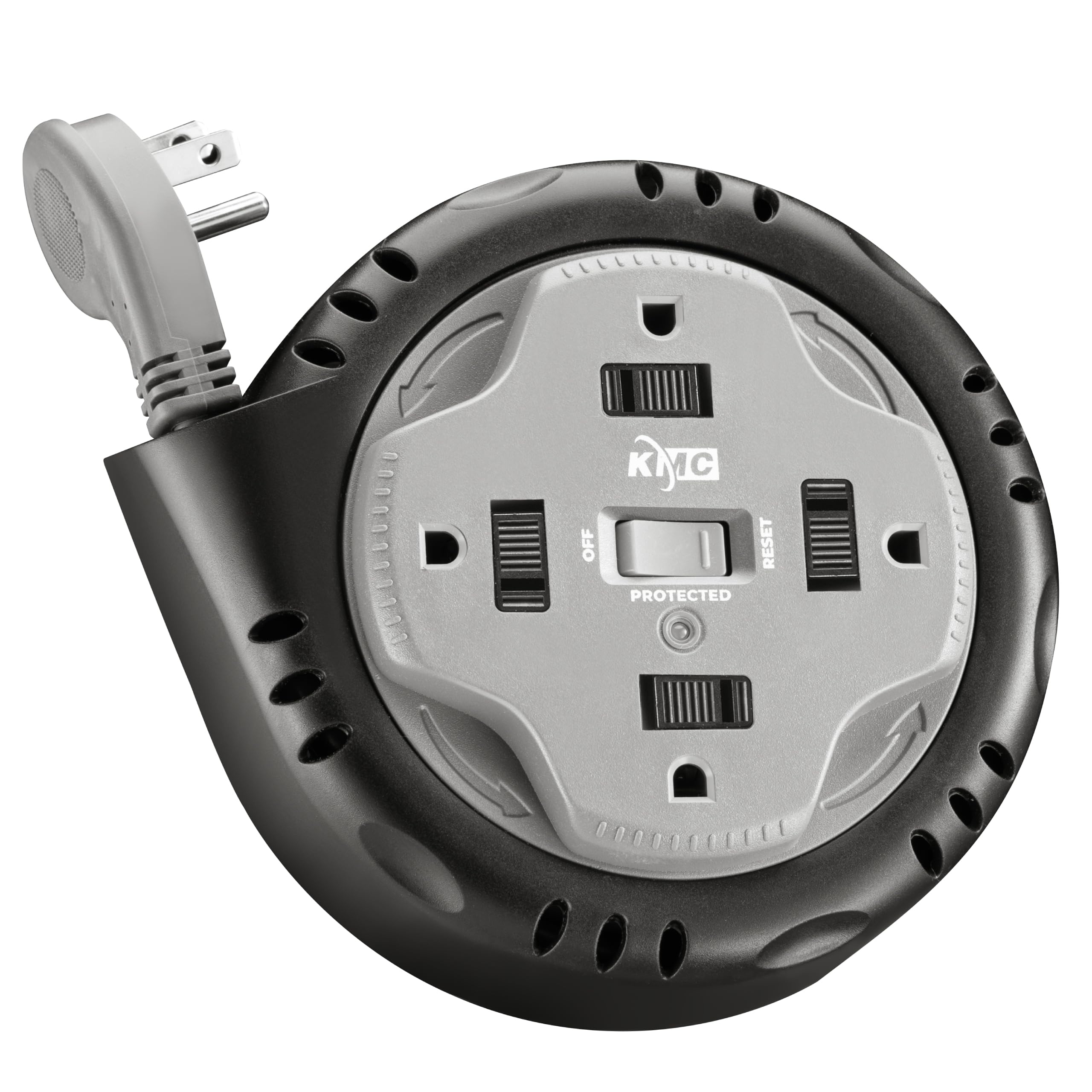 KMC 4-Outlet Surge Twist Cord Reel, Retractable Power Strip Surge ...