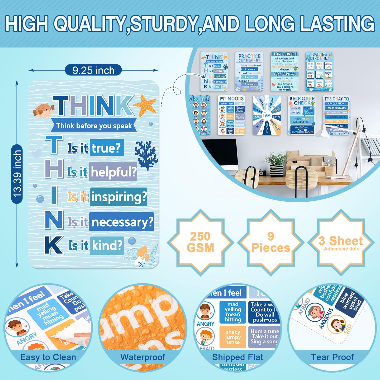 Mua 10 Pcs Calming Corner Classroom Poster Ocean Mental Health Poster ...