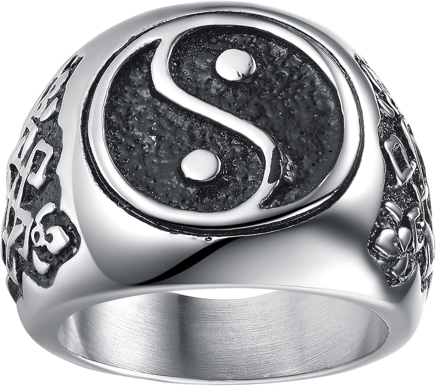 LineAve Men's Stainless Steel Yin and Yang Ring, Size 9, 8a5021s09 ...