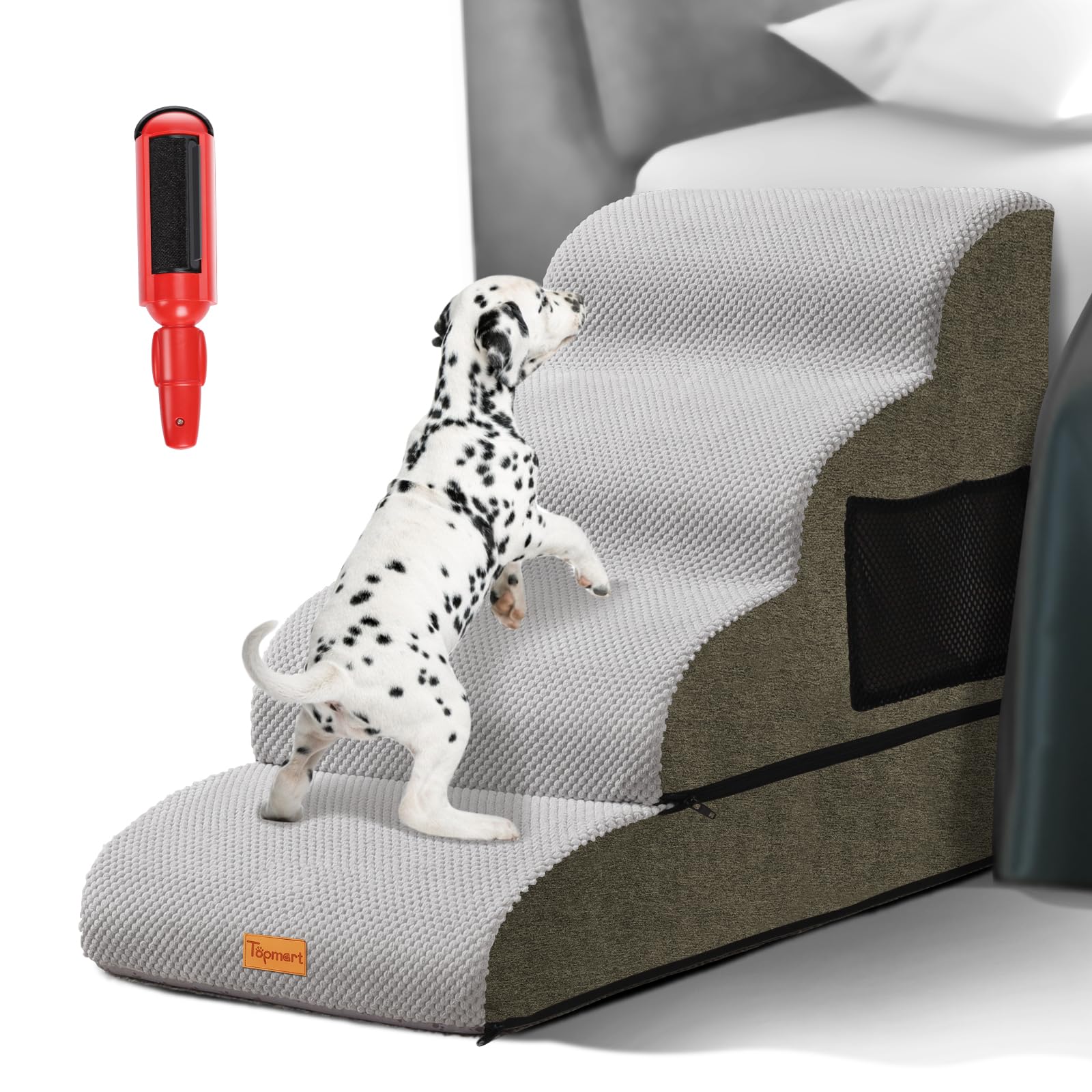 Topmart High Density Foam Dog Steps 4 Tiers,Extra Wide Deep Pet Steps ...