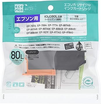 Amazon | エコリカ エプソン ICLC80L対応リサイクルインクカートリッジ ライトシアン ECI-E80L-LC 目印:とうもろこし 大容量 | ecorica | インクカートリッジ 通販
