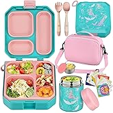 Amazon.com: Bento Lunch Box with 8oz Soup Thermo, Kids Leakproof Lunch ...