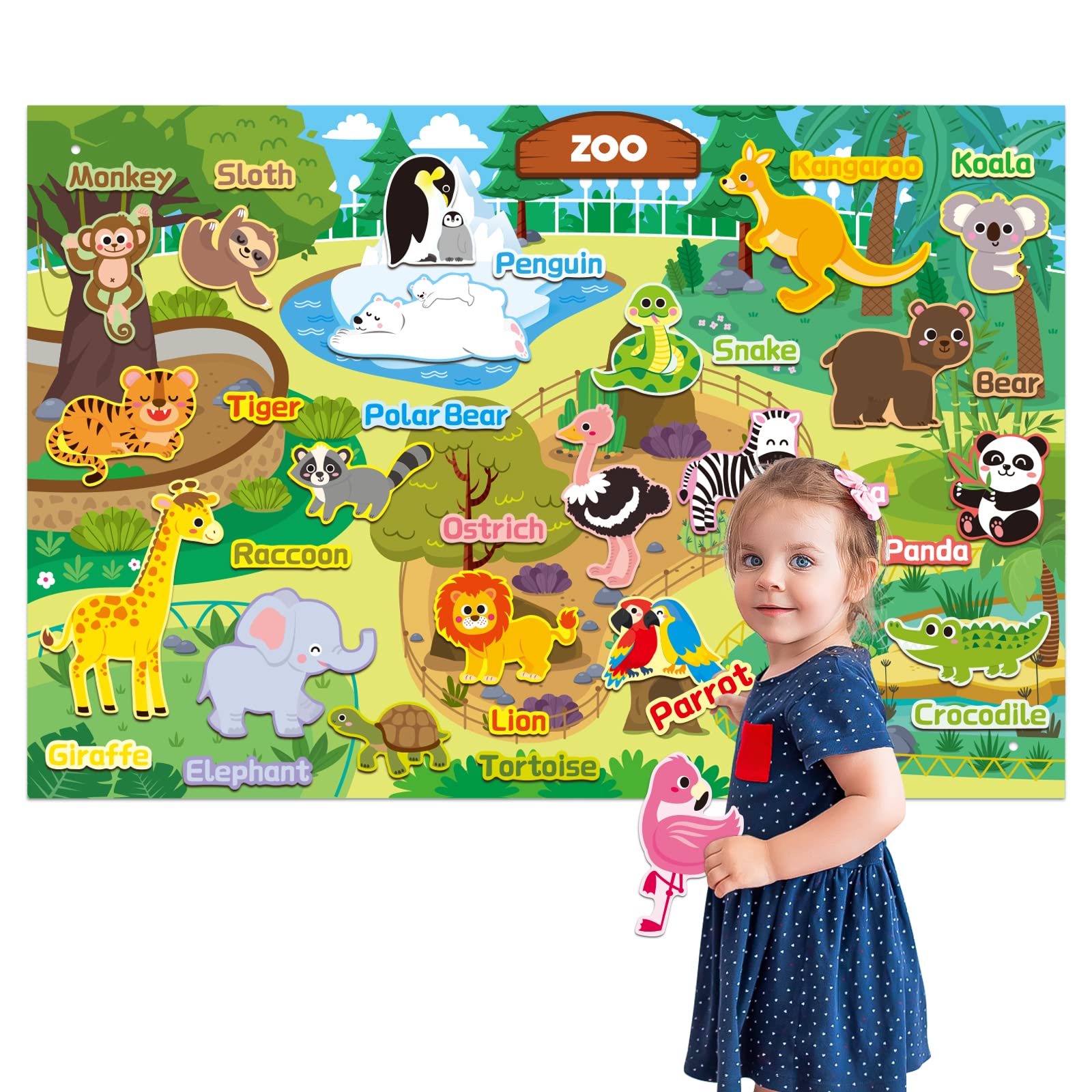 Mua Taika Zoo Animals Felt Story Board Set, 43x28 inch Animals Flannel ...