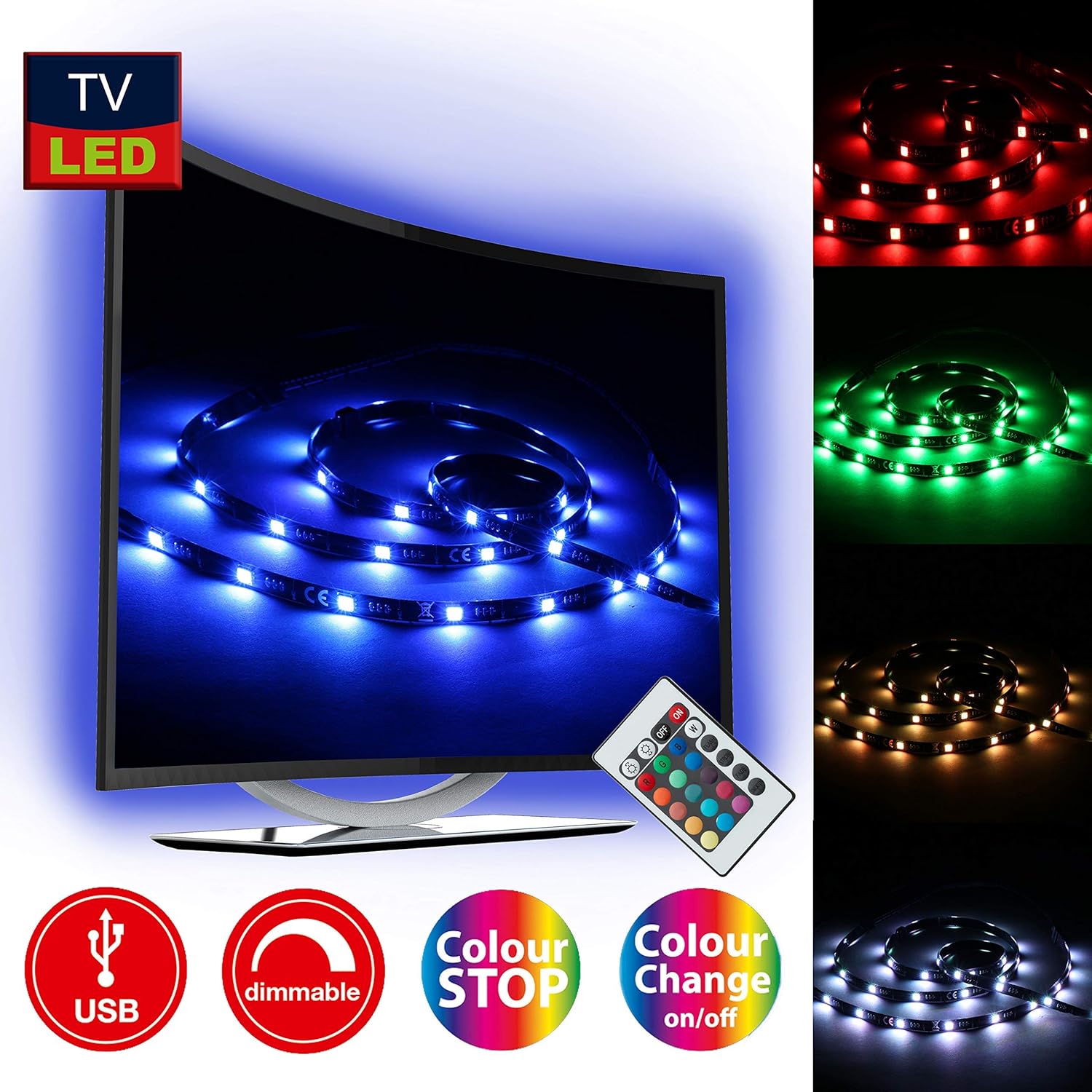 Briloner Leuchten LED TV Lighting, LED Strip Dimmable, Self-Adhesive 2 ...