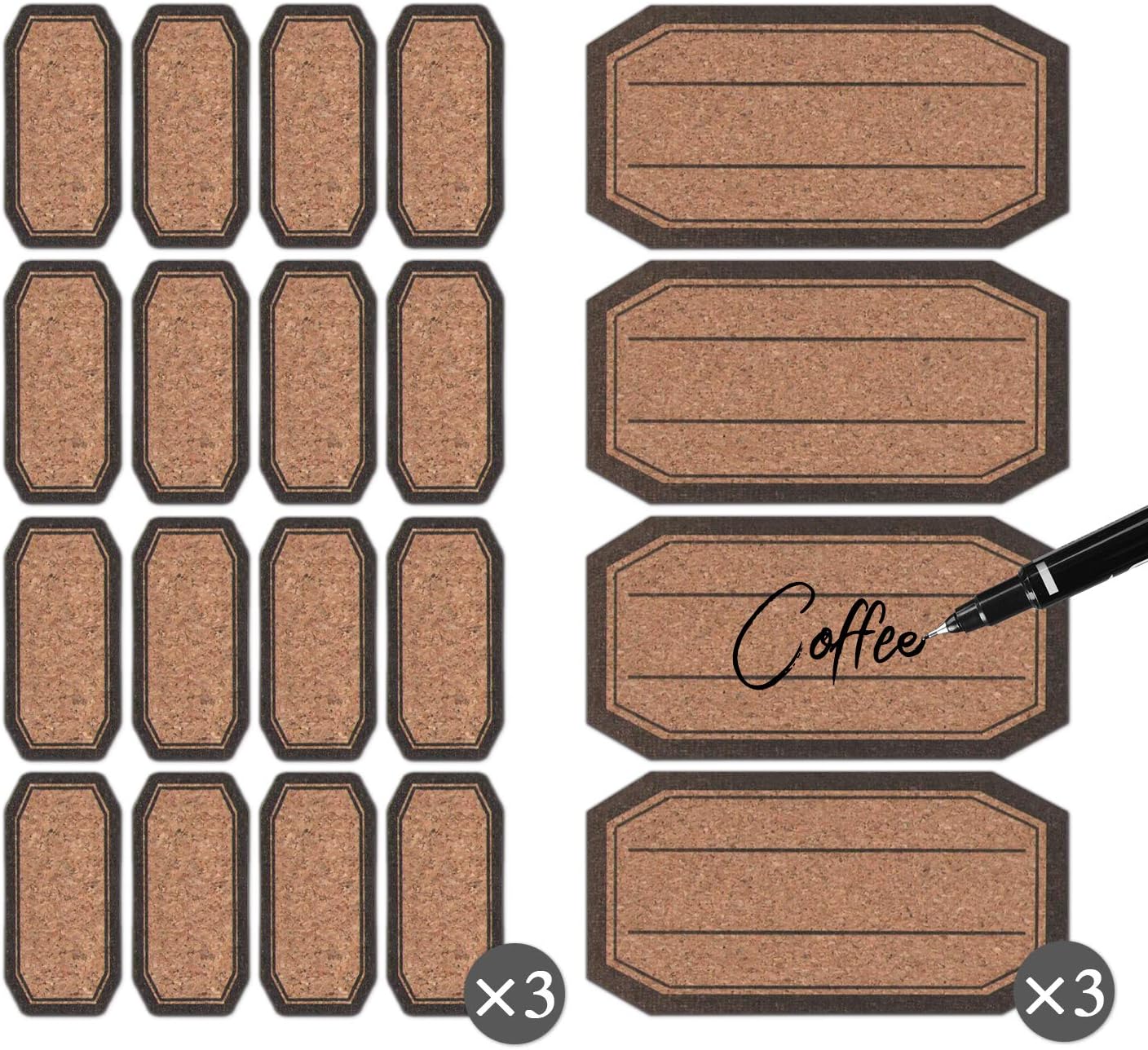 Removable Bottle Labels Stickers Waterproof Natural Cork Wooden ...