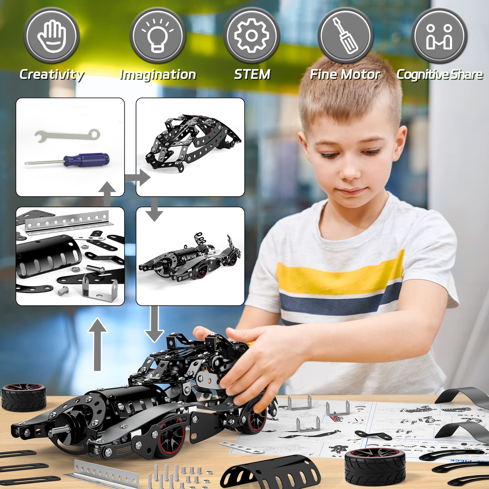 Lucky Doug STEM Building Projects Model Car Set for Boys Kids 8 9 10 11 ...