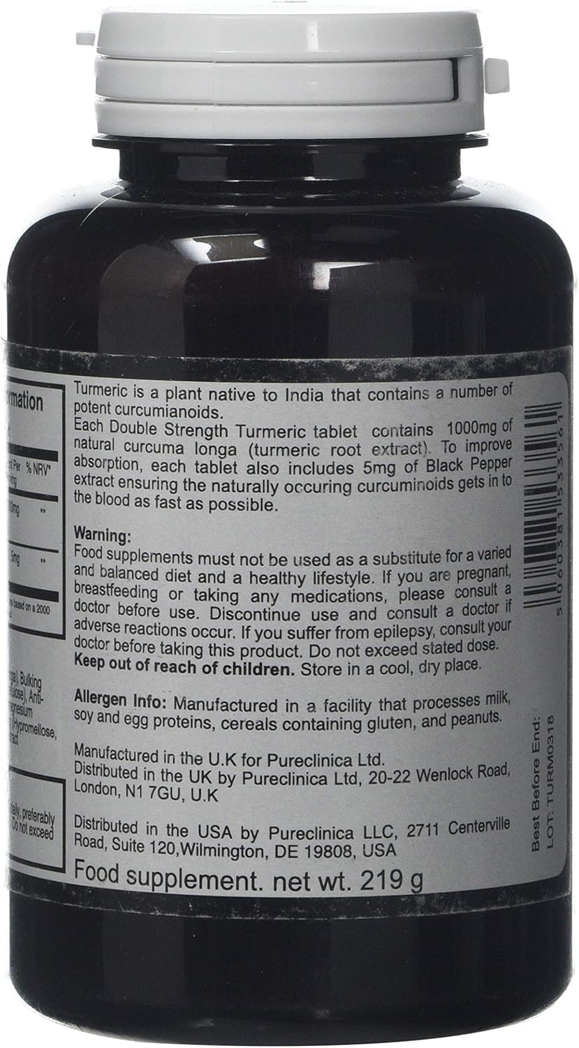 Double Strength Turmeric – Massive 1000mg x 180 tablets – 200% more ...
