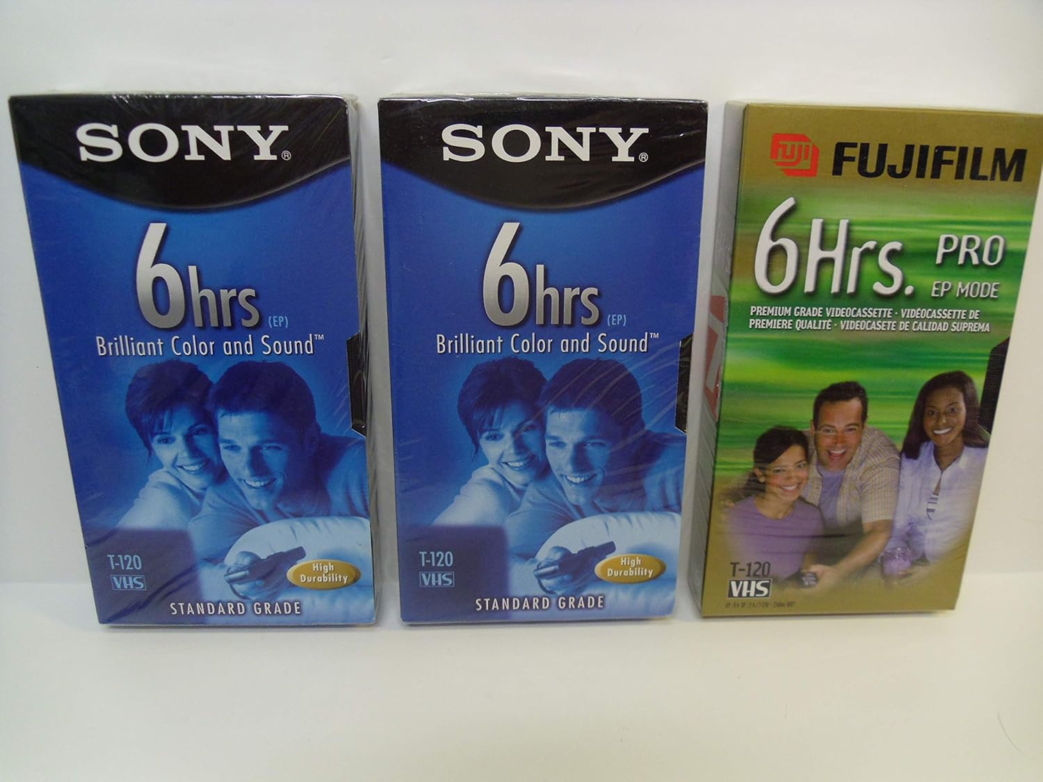 Amazon.com: Lot of 3 Blank Recordable T-120 VHS Tapes Sony and Fuji EP ...
