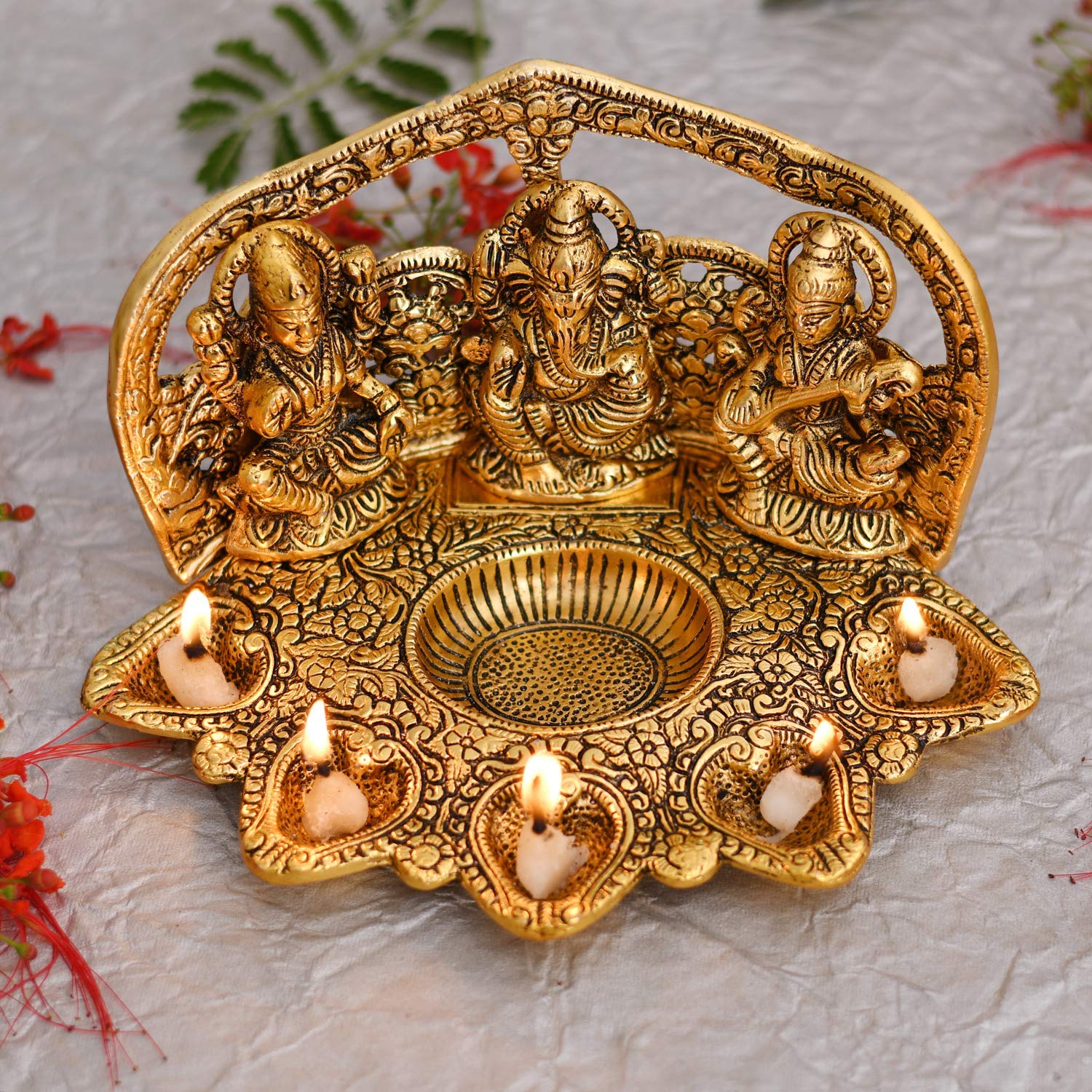 Mua NOBILITY Lakshmi Ganesh Saraswati Statue with Diya Oil Deepak Metal ...