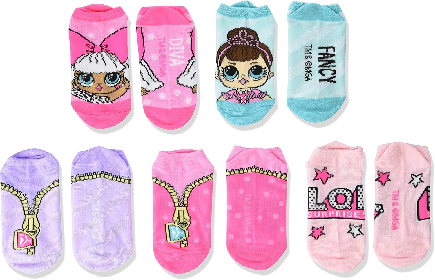 Amazon.com: L.O.L. Surprise! Girls' LOL Surprise 5 Pack No Show Socks ...