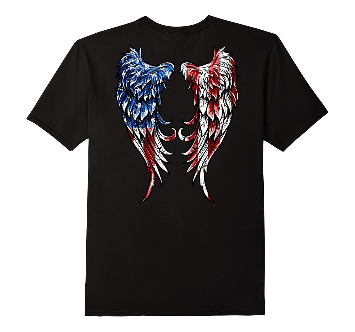 Distressed American Flag Angel Wings T-Shirt-CL – Colamaga