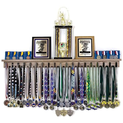 46.5"- Medal Awards Rack- The Largest Trophy Shelf and Medal Hanger ...