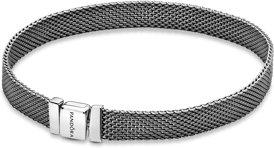 PANDORA REFLEXIONS Mesh Oxidised 925 Sterling Silver Bracelet: Amazon ...