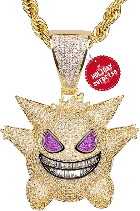 TSANLY Diamond Chain Gengar Chain Pokemon Necklace Gold Plated with ...