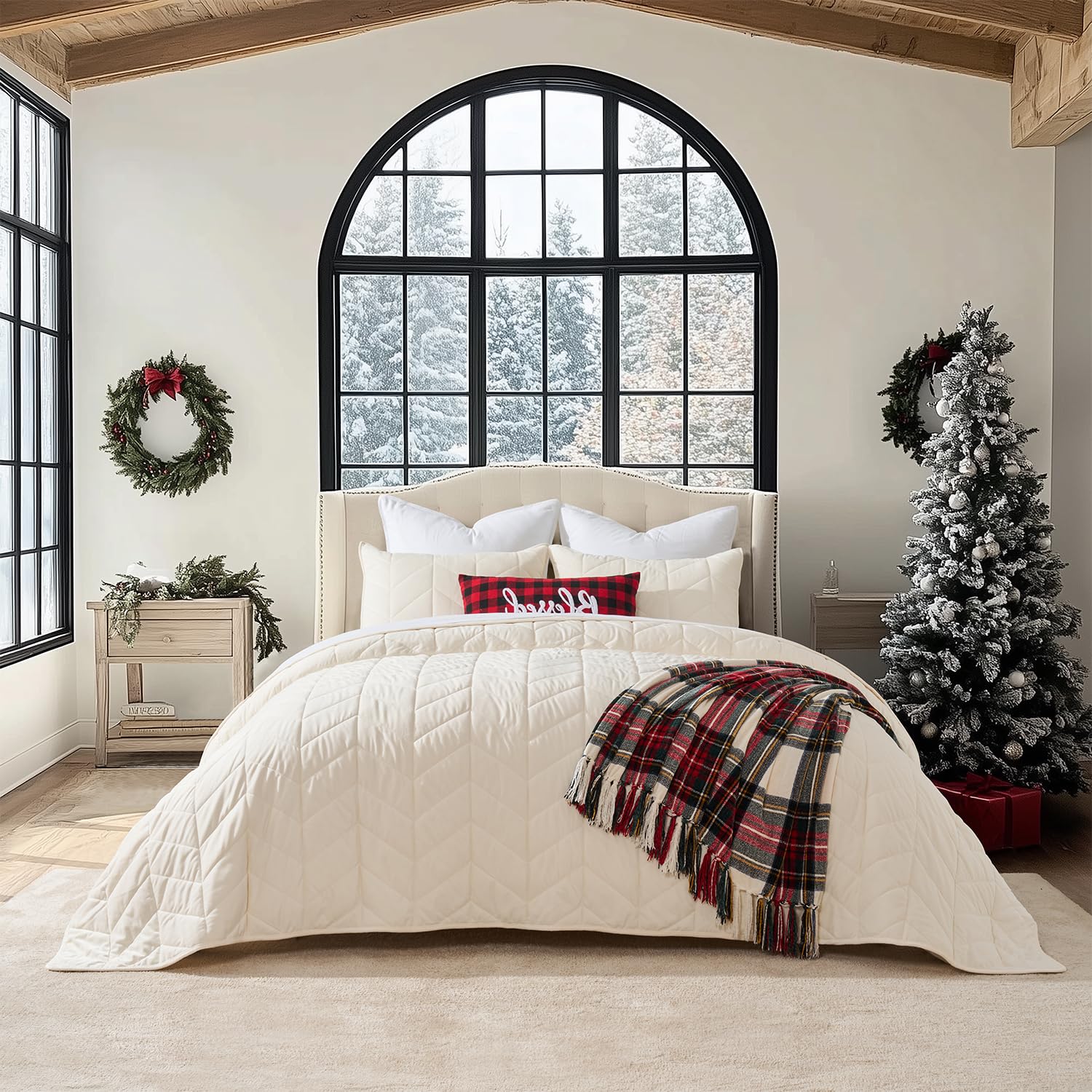 EVERGRACE 3 Pieces Luxurious Velvet King Quilts, Ultra Soft Lightweight ...