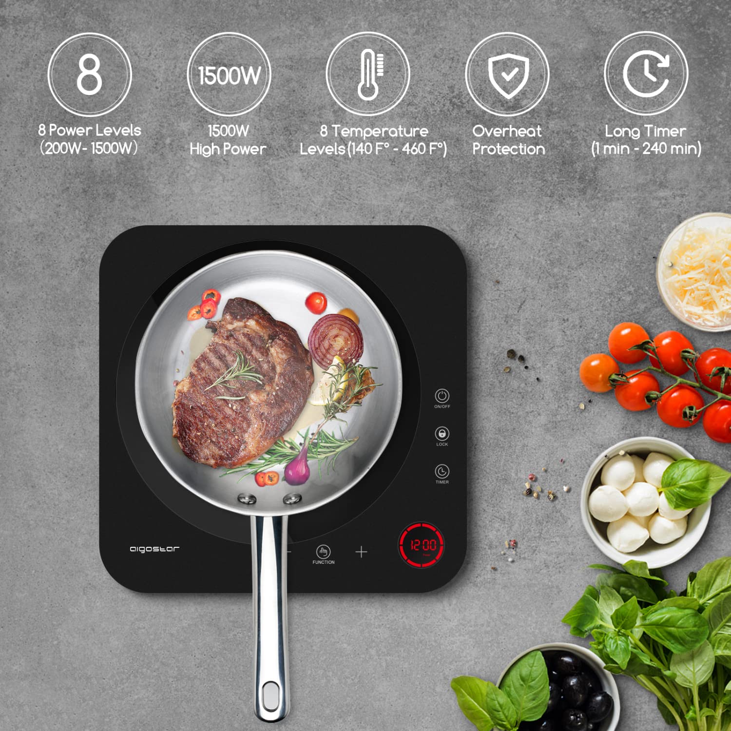 Mua Aigostar Portable Induction Cooktop， Induction Burner with 8 Level ...