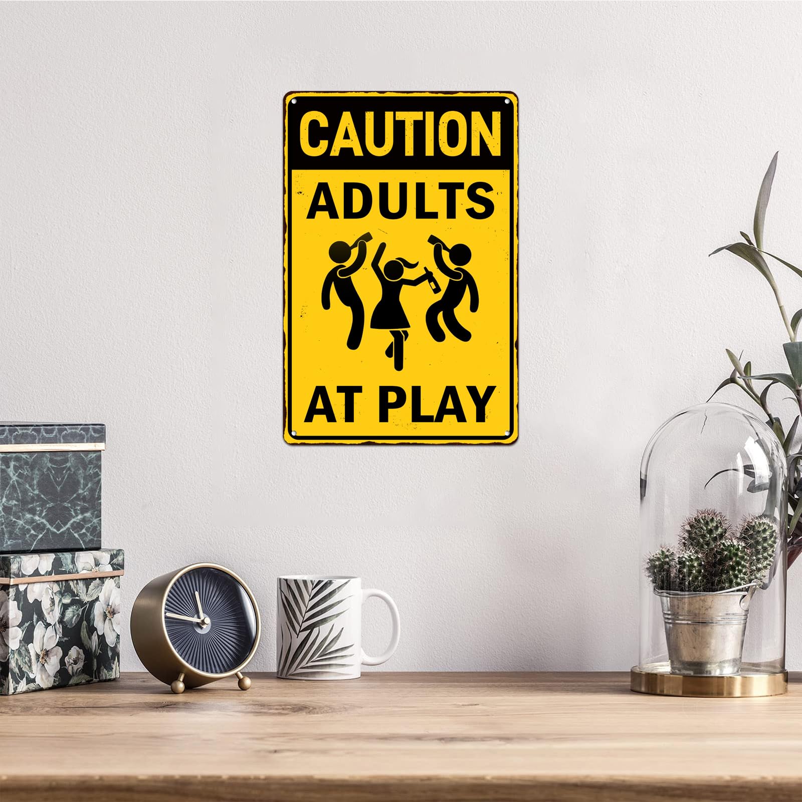 Mua Caution Adults at Play Metal Tin Sign Funny Sign For Garage Man ...