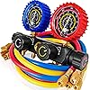 Eramaa AC Gauge Set, 4 Way Manifold Gauge Set with 5FT Hoses for R134a ...