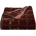 Amazon.com: HiEnd Accents Stella Faux Silk Velvet Throw Blanket Copper ...