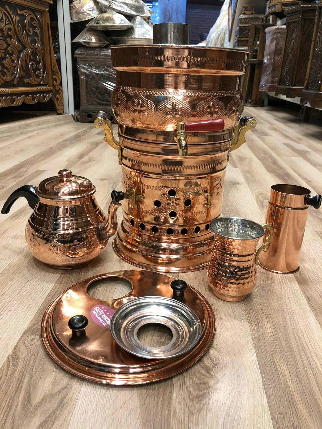 Teapots & Coffee Servers Copper Samovar Tea Pot Set Charcoal Handmade ...