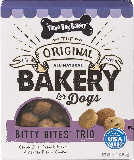 Three Dog Bakery Bitty Bites, Baked Dog Treats, Assorted Flavors, 13 ...