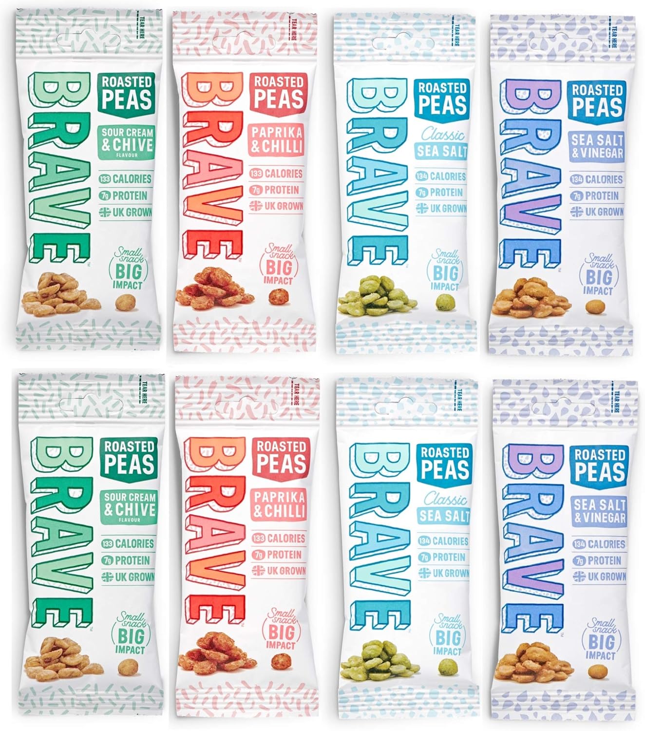 Brave Roasted Peas 8 x 35g Snack Bags Mixed Case: Amazon.co.uk: Grocery