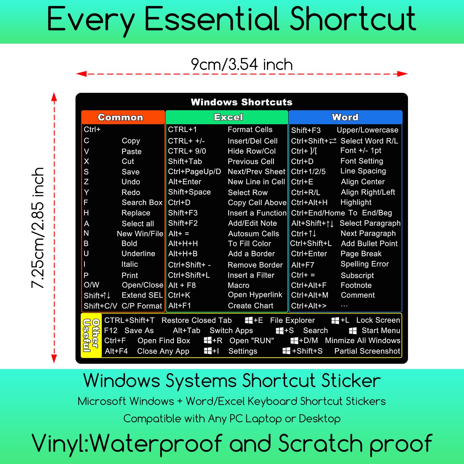 Mua Windows Shortcut Sticker-2 Pack Microsoft Windows + Word/Excel ...