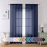 Amazon.com: Chyhomenyc Marilyn Navy Blue Sheer Curtains 54 Inch Length for Bedroom, Light ...