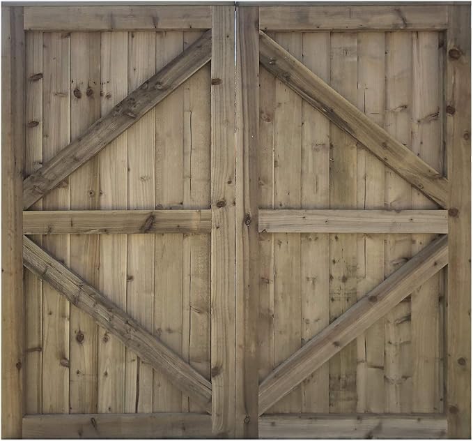 Pressure Treated Feather Edge Double Driveway Wooden Garden Gates (1.8m ...
