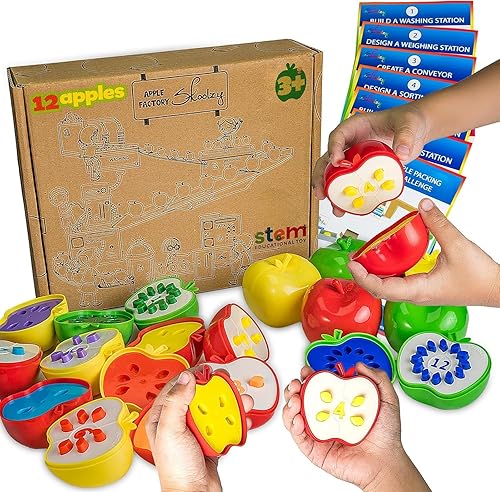 Skoolzy Apple Factory Learning Toy - 12 Plastic Apples for Sorting ...