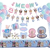 Amazon.com: Cat Birthday Party Supplies Set, Kitten Disposable ...