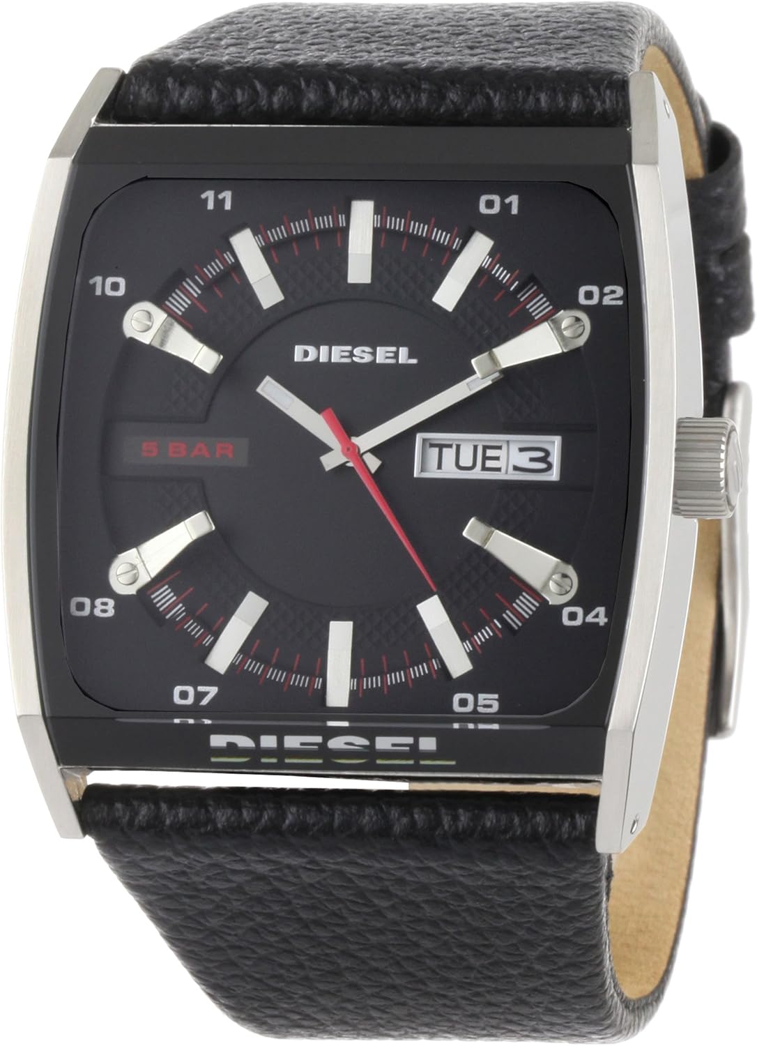 Diesel DZ1253 Gents Black Leather Strap Watch with Black Dial: Diesel ...