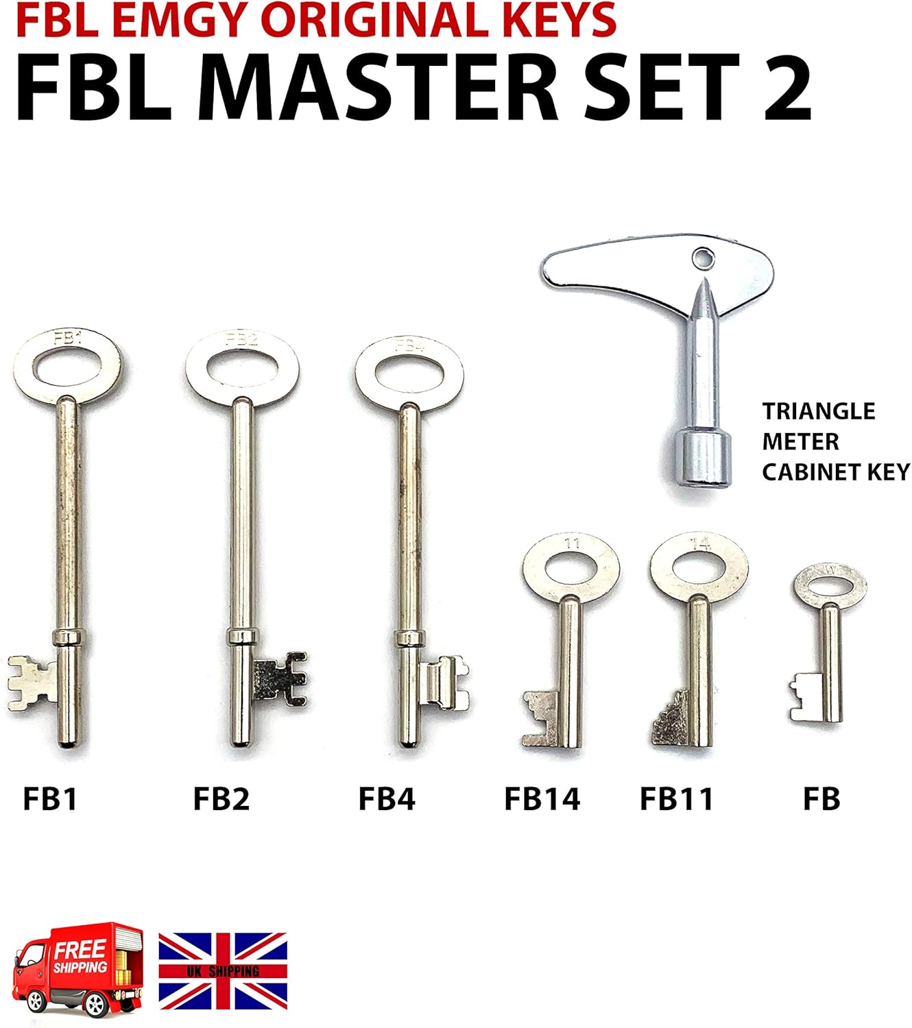 Fire Brigade FB Master Key Set 2 FB Original Key Ring Set 2 = 6 FB Keys ...