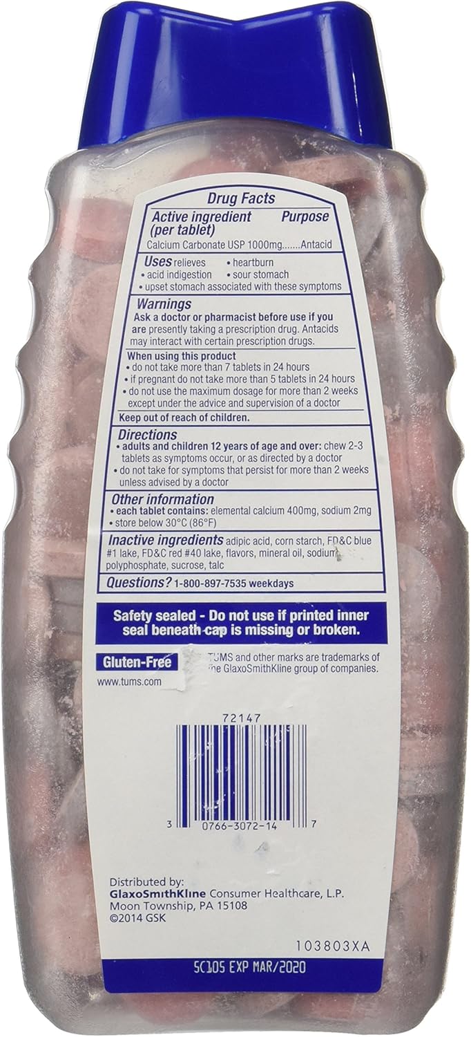 Tums Ultra Assorted Berries 265 Tablets – Maximum Strength Antacid ...